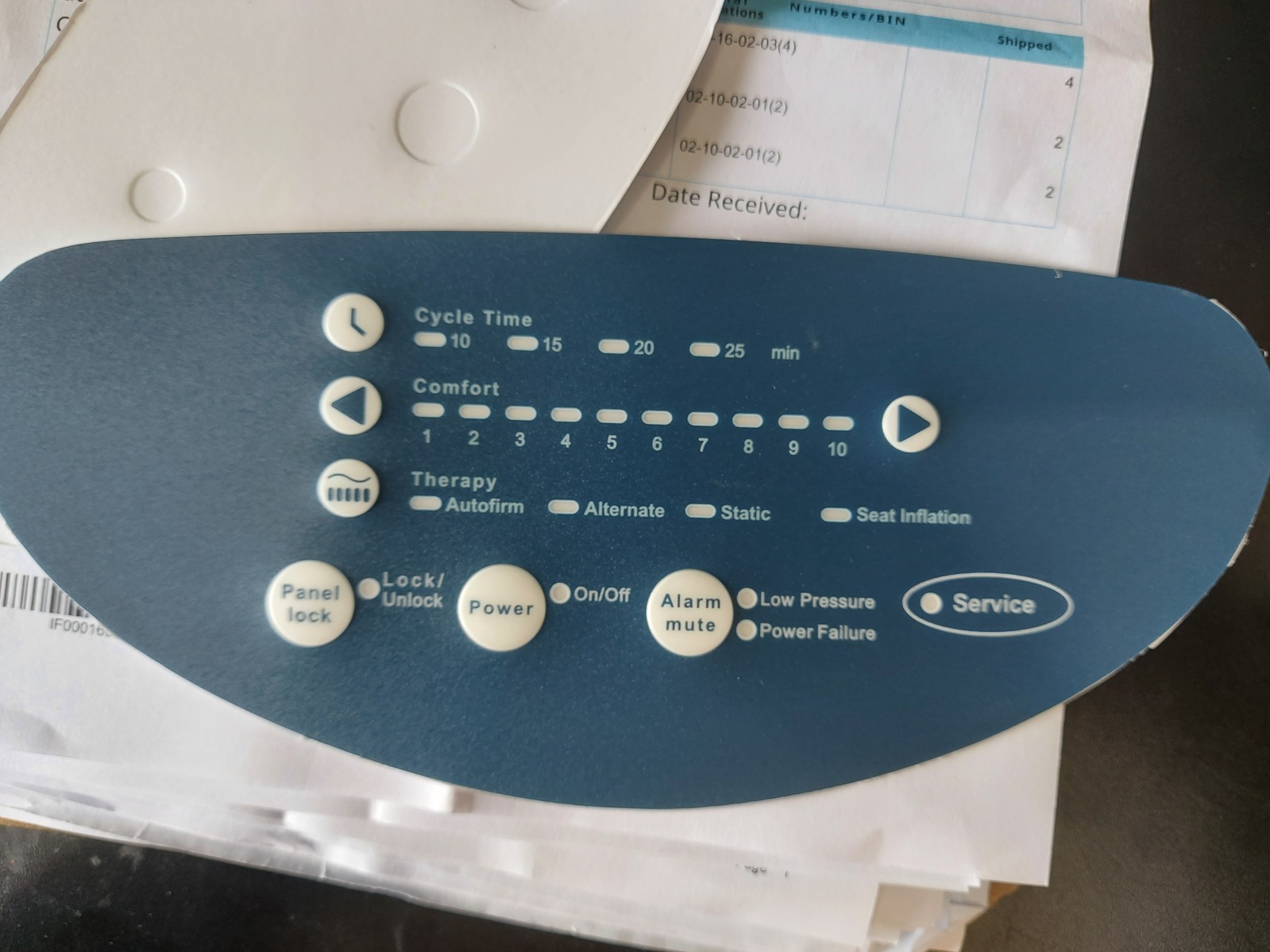 CuroCell Cirrus Air Pump - Control Panel MEMBRANE